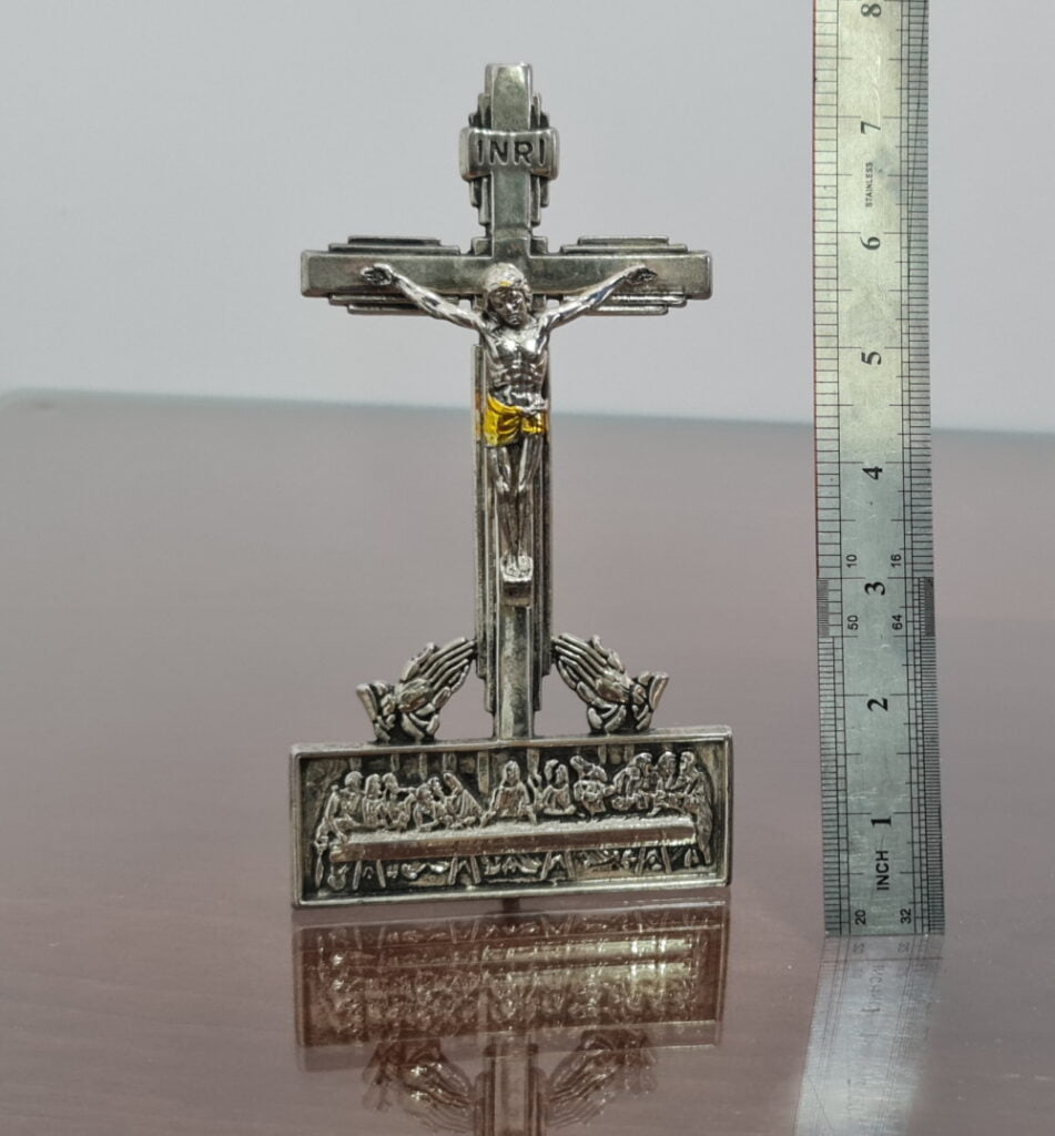 Orthodox INRI Table Standing Crucifix & Candle - Terra Santa