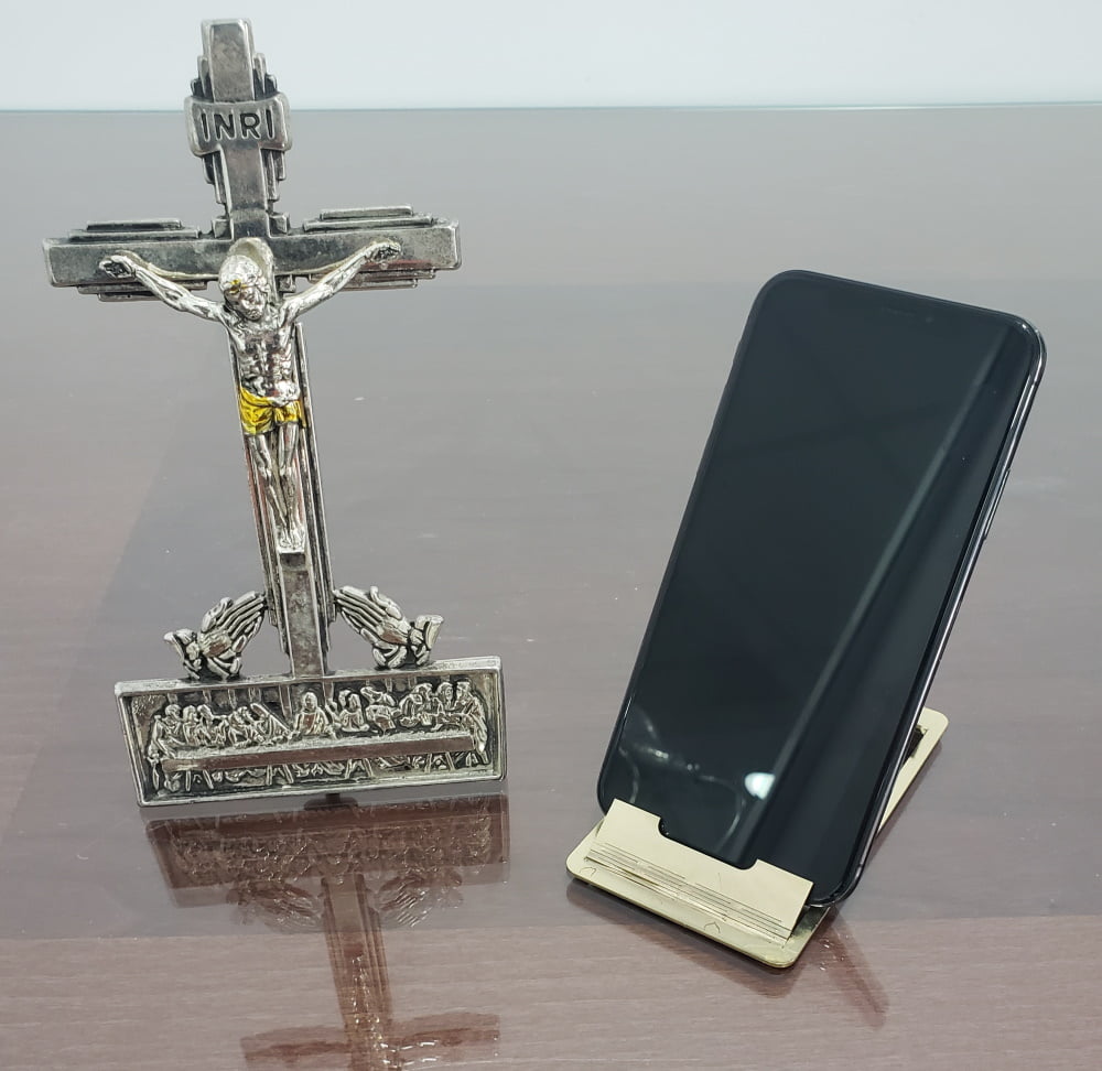 Orthodox INRI Table Standing Crucifix & Candle - Terra Santa